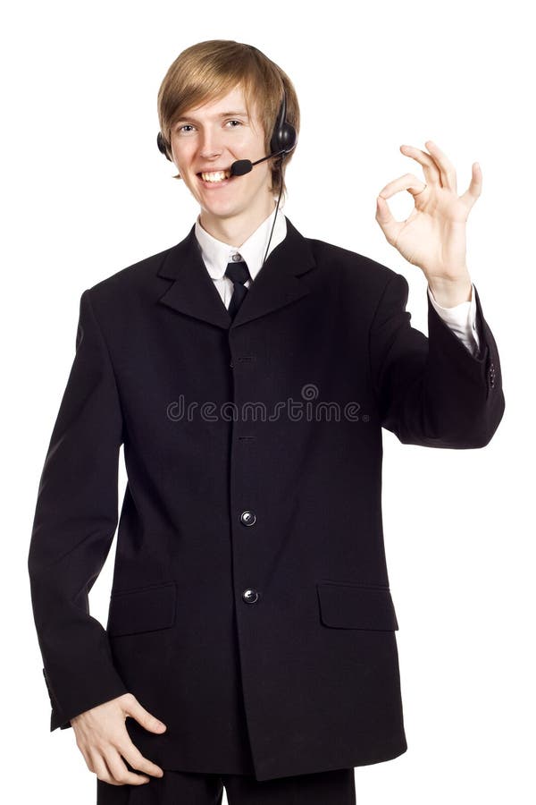 Call center male operator stock image. Image of handsome - 23112697