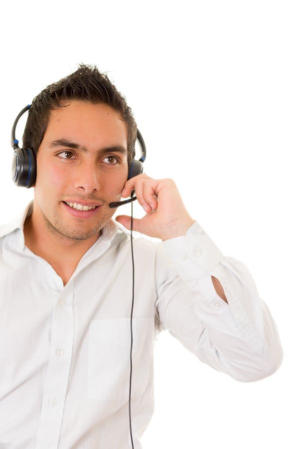 Call Center Male Operator Isolated on White Stock Image - Image of ...