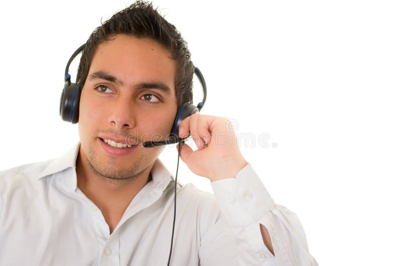 Call Center Male Operator Isolated on White Stock Photo - Image of life ...