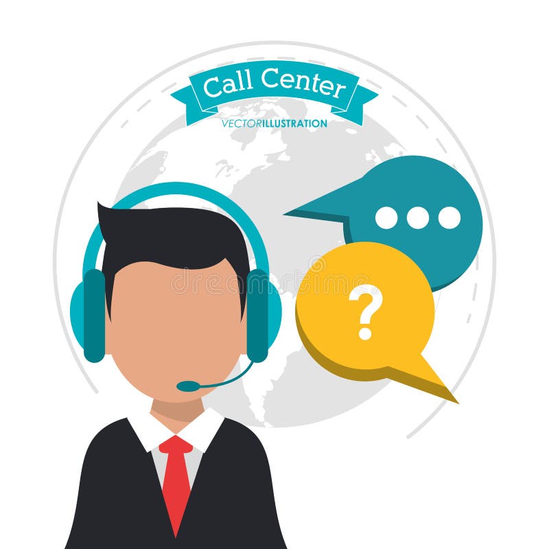 Call Center Man Business Bubble Speech Stock Illustration ...