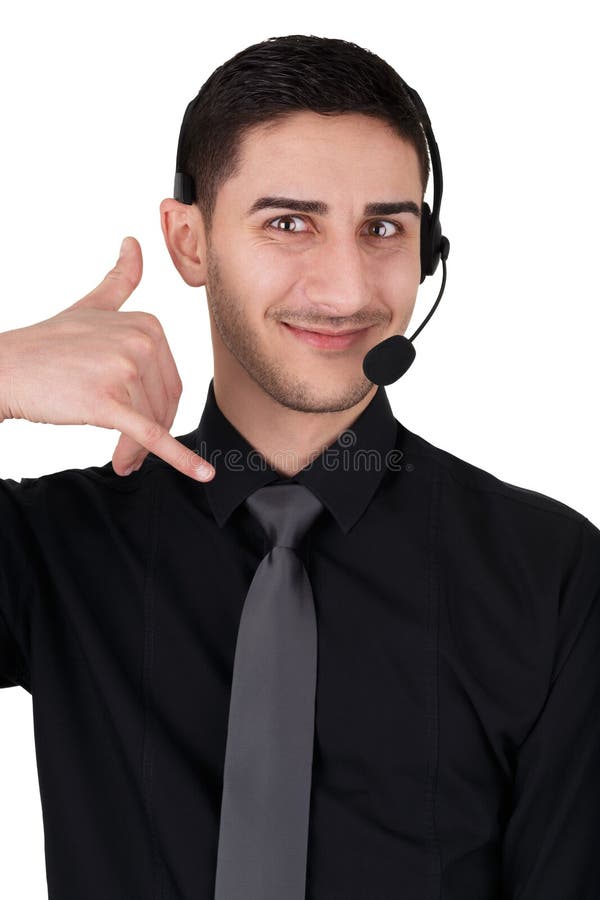 Call Center Man with Headset Isolated on White Stock Photo - Image of ...