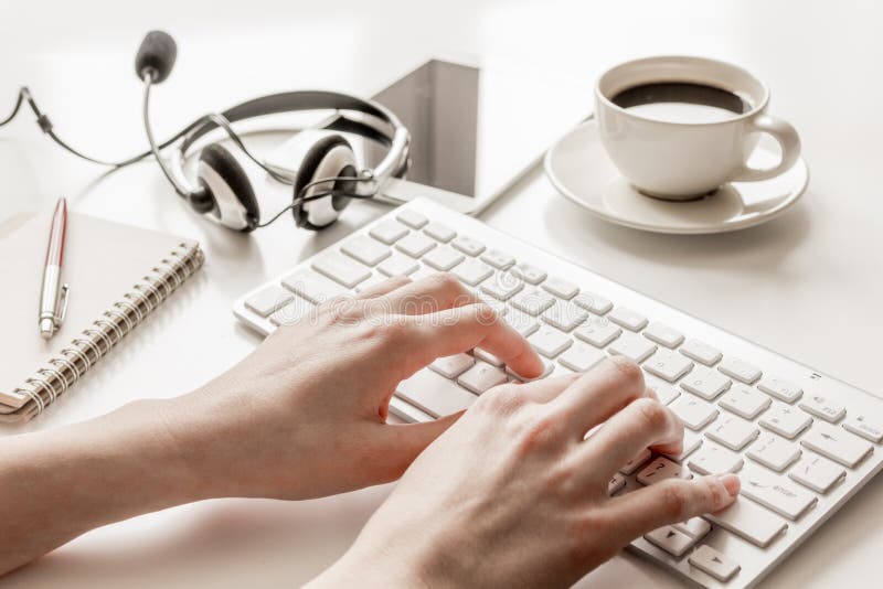 Call Center Manager Desktop Mock Up White Background Stock Image ...