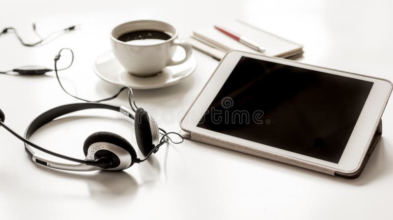 Call Center Manager Desktop Mock Up White Background Stock Image ...