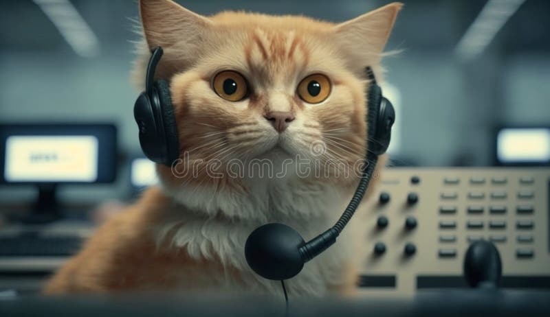Call Center Manager Worker Cat Working Job Profession. Generative AI ...