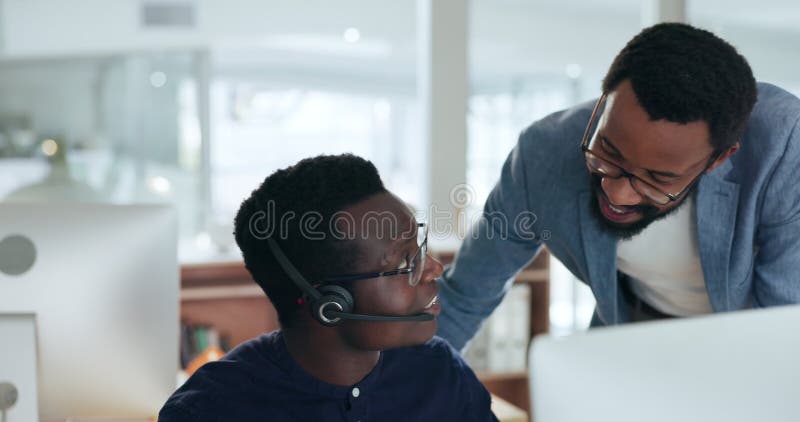 Call Center Men, Coach and Training in Office, Computer or Helping for ...