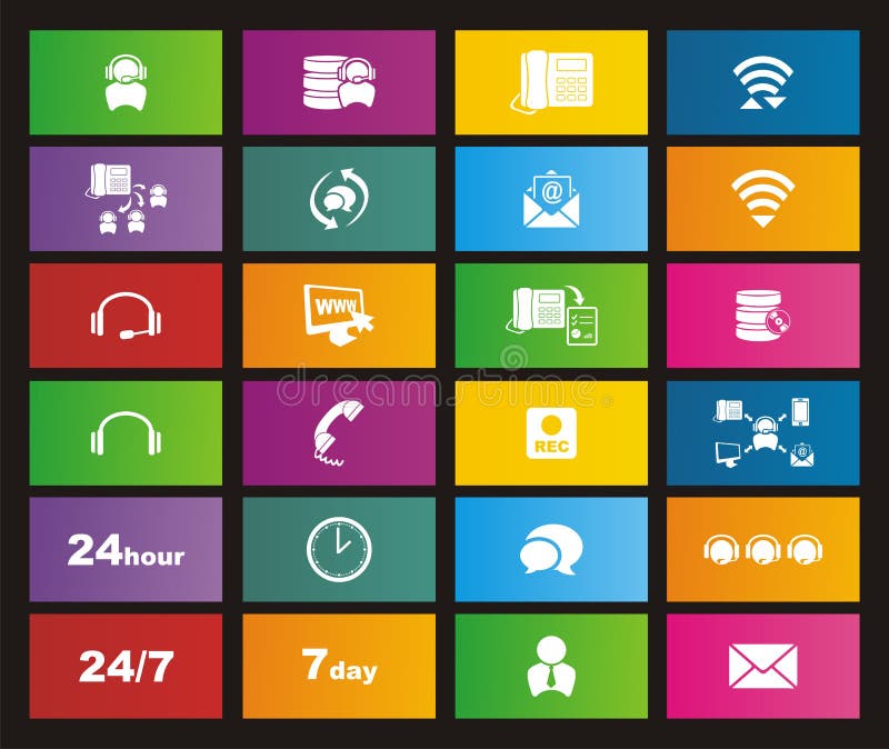 Call Center Metro Style Icon Sets Stock Illustration - Illustration of ...