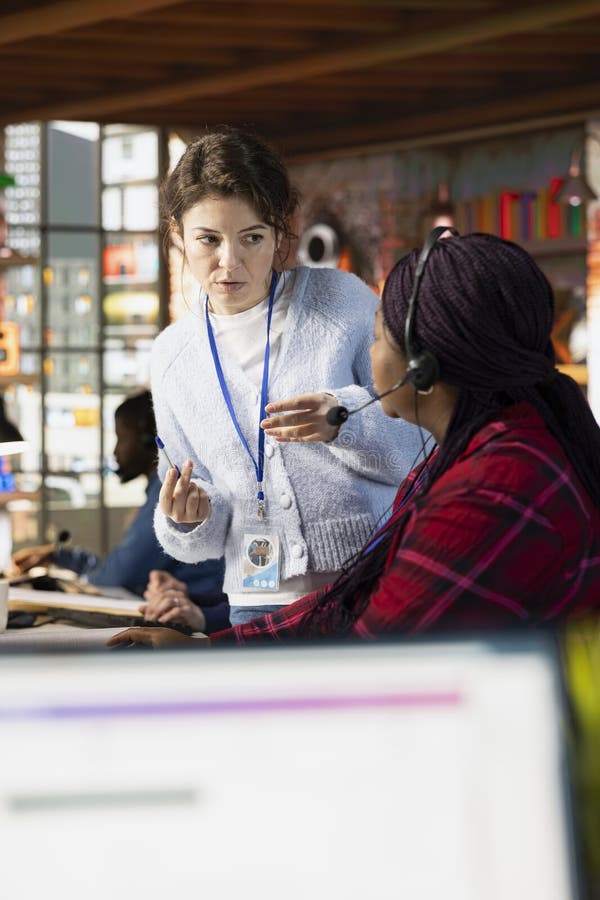 Call Center Onboarding Specialist Providing Training To New Agent Recruit Stock Photo - Image of ...