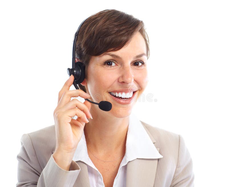 Friendly Tele Banking Operator Stock Image - Image of headphones ...