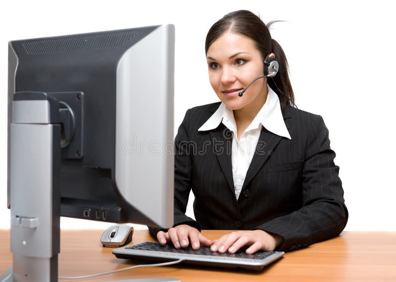 Friendly Tele Banking Operator Stock Image - Image of headphones ...
