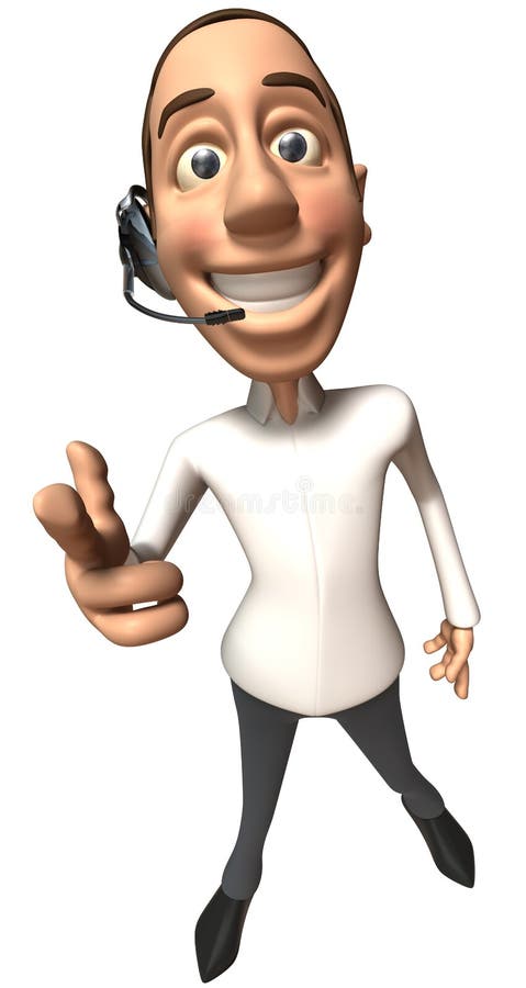 3D Men Working in a Call Center Stock Illustration - Illustration of ...