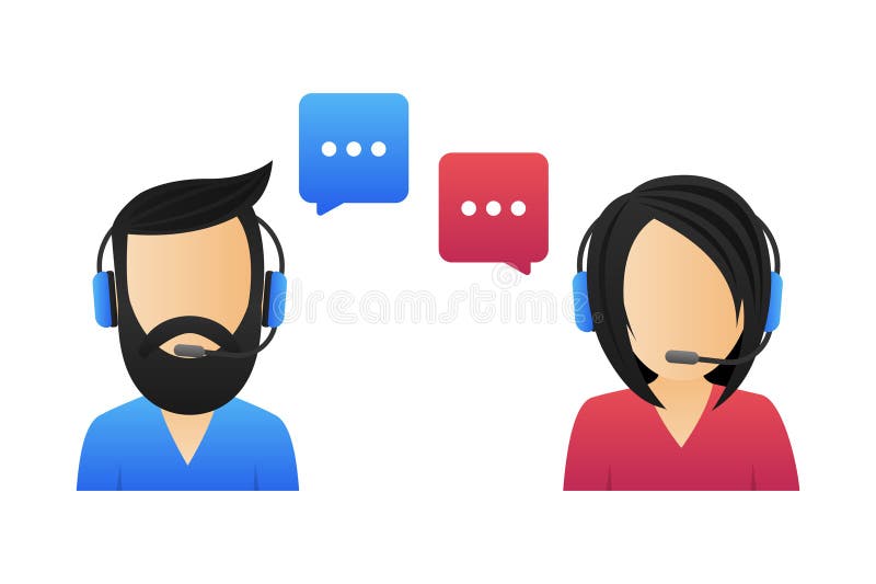 Call Center Operator Avatar Flat Icon. Support Service Concept ...