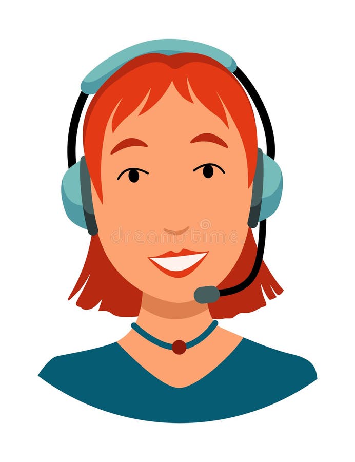 Call Center Operator Avatar with Headphone. Online Support Service ...