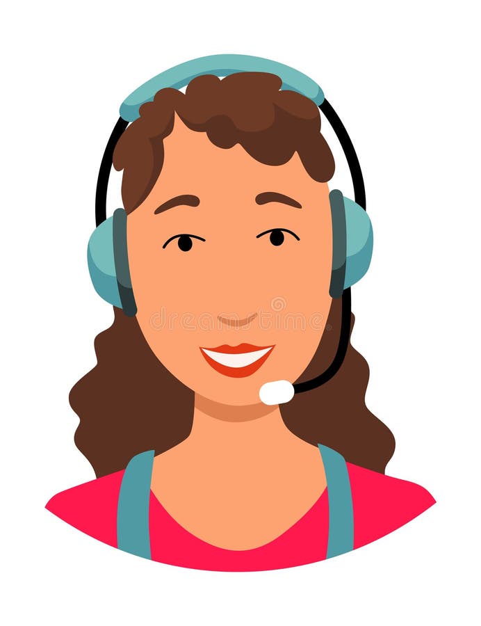 Call Center Operator Avatar with Headphone. Online Support Service ...