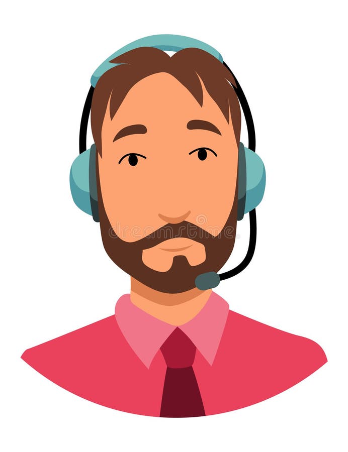 Call Center Operator Avatar with Headphone. Online Support Service ...