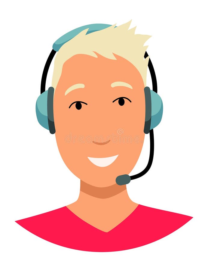 Call Center Operator Avatar with Headphone. Online Support Service ...
