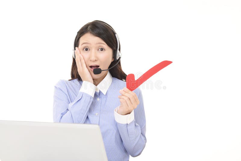 Call Center Operator with a Check Mark Stock Image - Image of ...