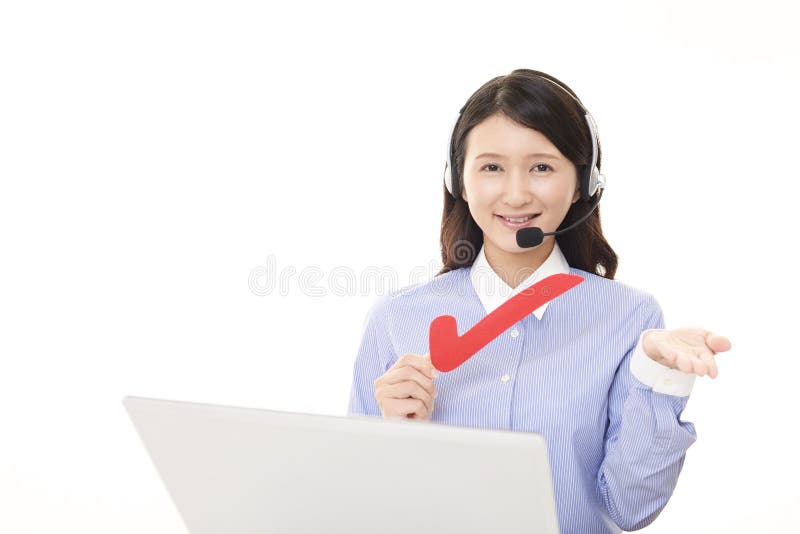 Call Center Operator with a Check Mark Stock Photo - Image of lady ...