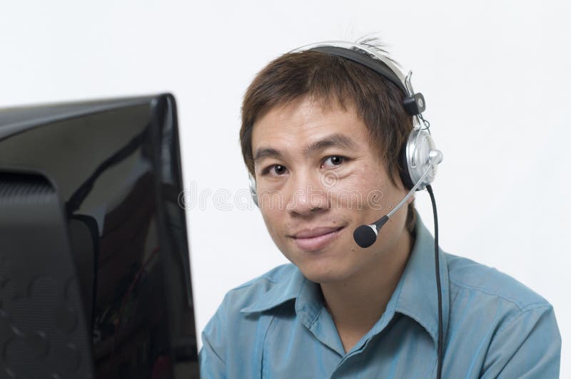 Call Center Operator with Headset Stock Image - Image of occupation ...