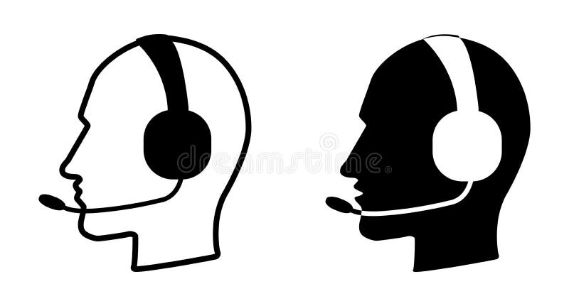Call Center Operator with Headset Symbol Stock Vector - Illustration of ...