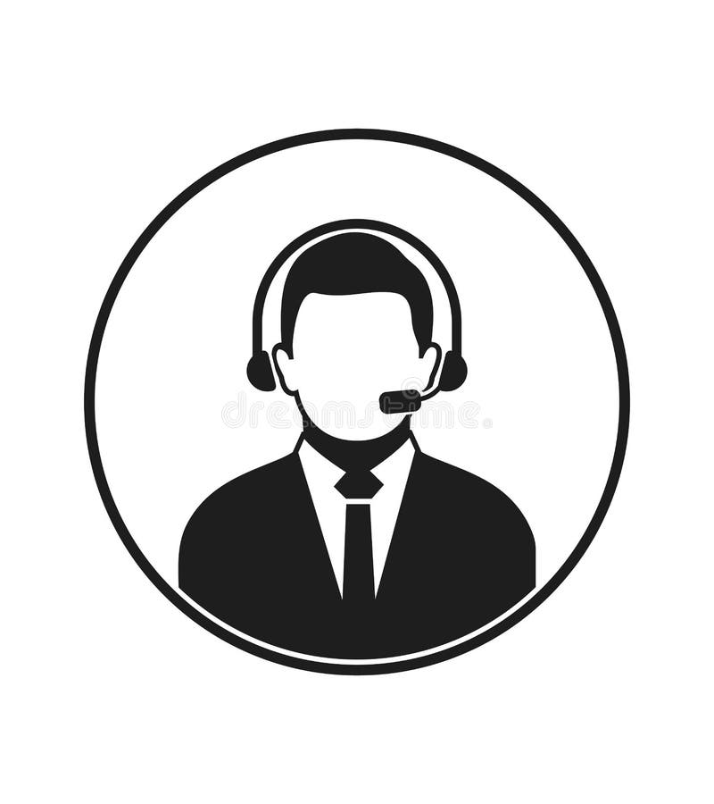 Call Center Operator Icon with Headphone Symbol. Stock Vector ...