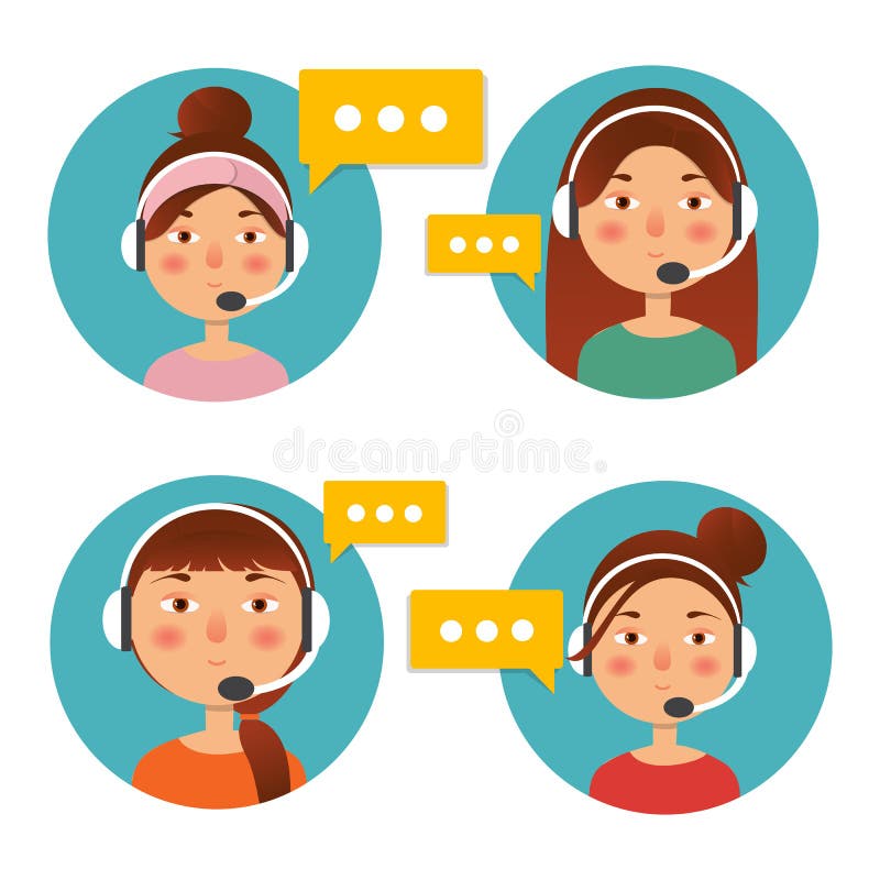 Call Center Operator Icon with Headset. Female Call Center Stock Vector ...