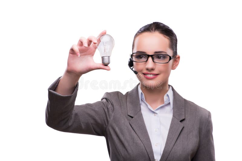 The Call Center Operator with Light Bulb on White Stock Image - Image ...
