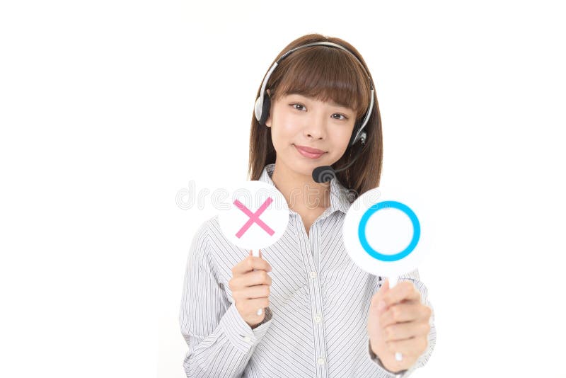 Call Center Operator with a Yes or No Sign Stock Image - Image of ...