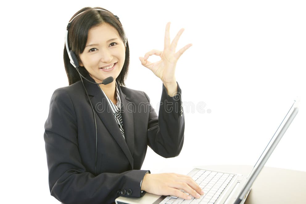 Call Center Operator Making Ok Sign Stock Image - Image of healthy ...