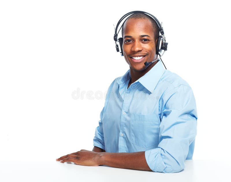 Call center operator man. stock photo. Image of headphones - 89752604