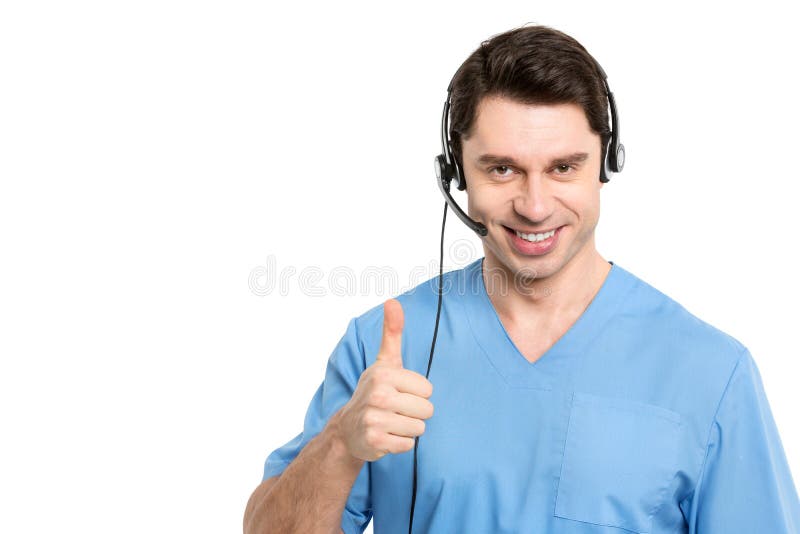 Call Center Operator Man in Medical. Stock Photo - Image of person ...