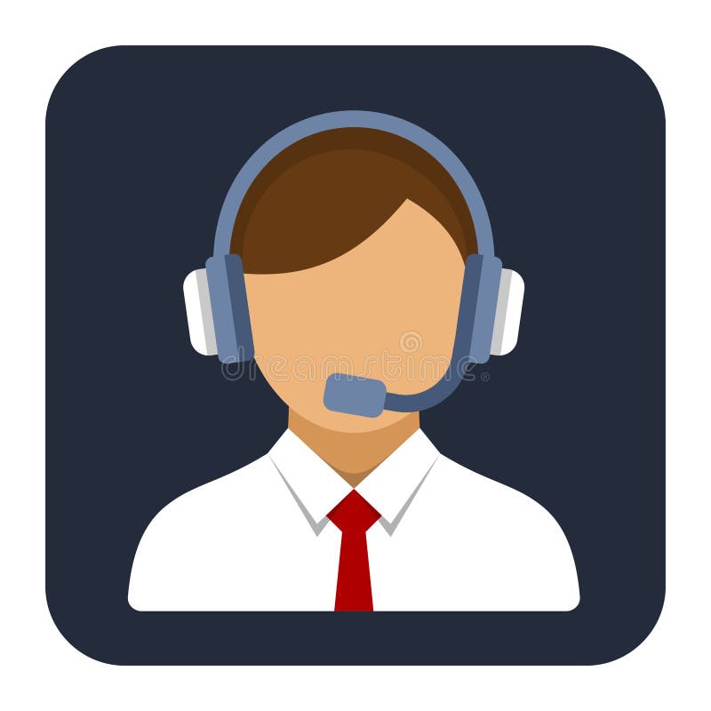 Call Center Operator or Manager with Headset Flat Stock Vector ...