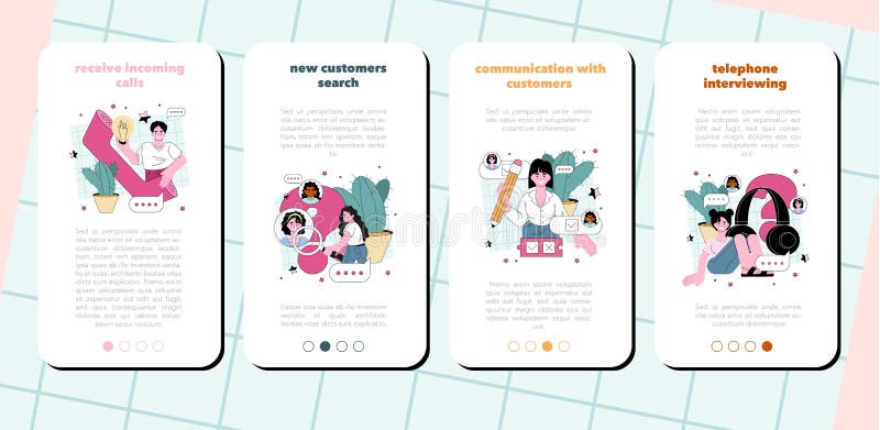 Call Center Operator Mobile Application Banner Set. Technical Support ...