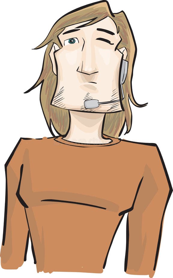 Call Center Operator Orange Stock Vector - Illustration of headphones ...