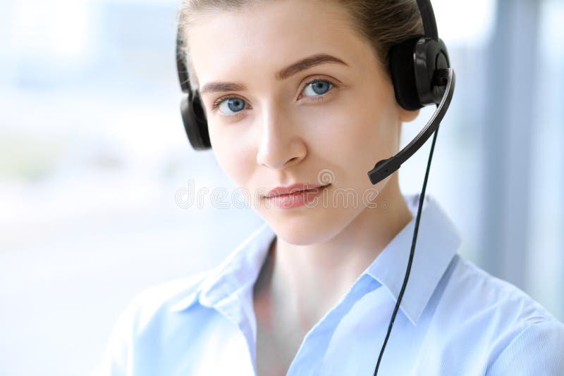 Call Center Operator. Portrait of Beautiful Business Woman in Headset ... Call Center Operator. Portrait of Beautiful Business Woman in Headset ...