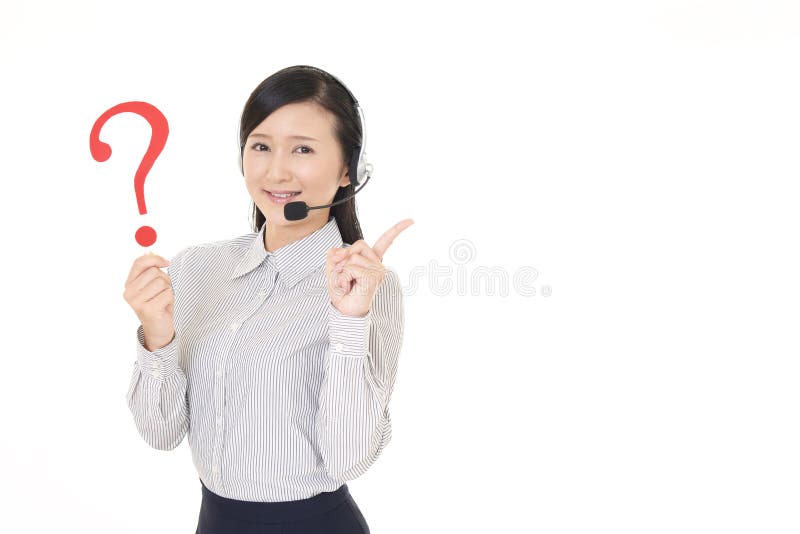 Call Center Operator with a Question Mark Stock Image - Image of ...