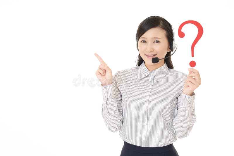 Call Center Operator with a Question Mark Stock Image - Image of ...