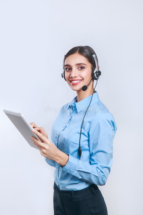 Call Center Operator. Support Phone Operator in Headset Stock Image ...