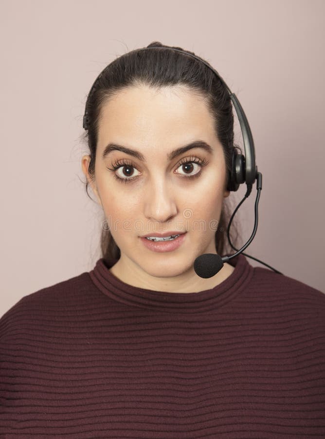 Call Center Operator with a Surprised Expression Stock Image - Image of ...