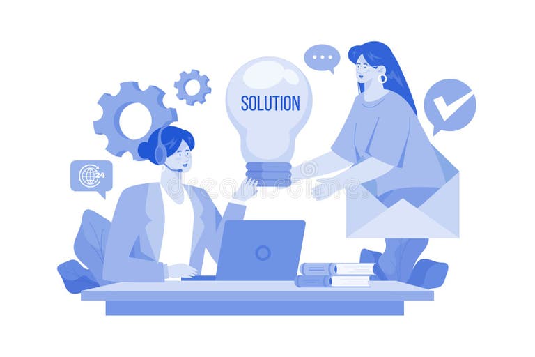 Call Center Operator Talking with a Client about the Solution Stock ...