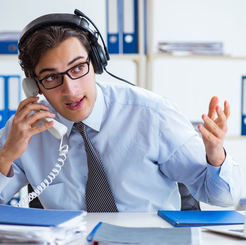 Call Center Operator Talking To Customer on Live Call Stock Image ...