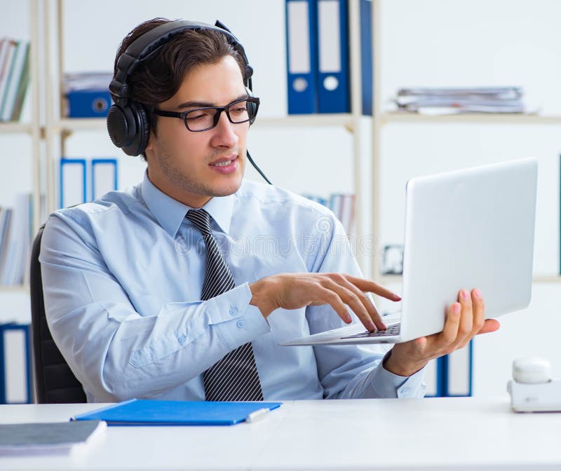 Call Center Operator Talking To Customer on Live Call Stock Photo ...