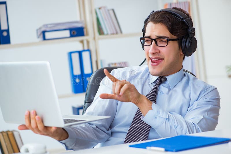 The Call Center Operator Talking To Customer on Live Call Stock Photo ...