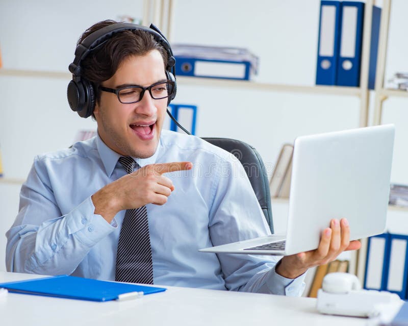Call Center Operator Talking To Customer on Live Call Stock Image ...