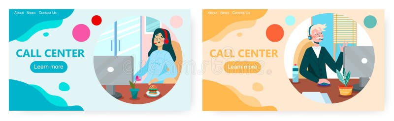 Call Center Operator Using Headset To Talk by Phone. Customer Service ...