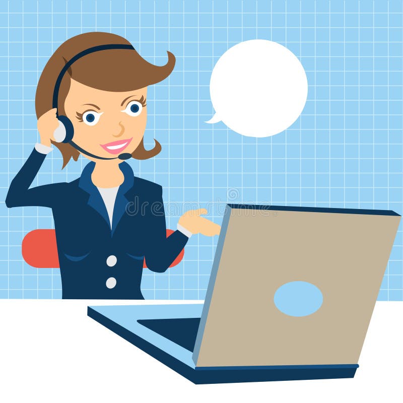 Call Center Operator at Work Stock Illustration - Illustration of ...