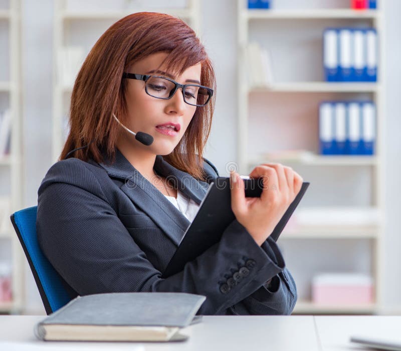 Call Center Operator Working with Clients Stock Photo - Image of female ...