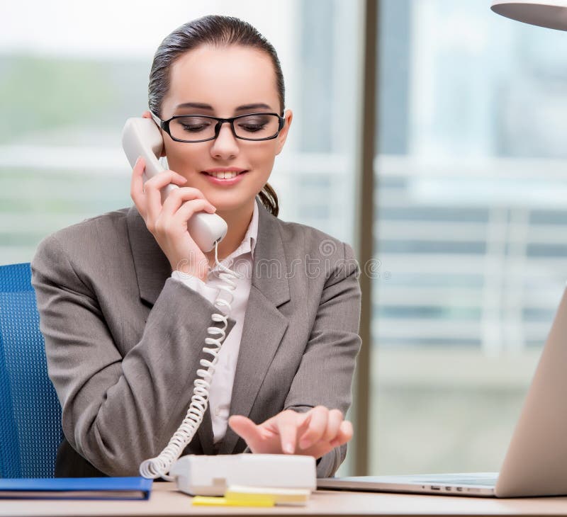Call Center Operator Working at Her Desk Stock Image - Image of help ...