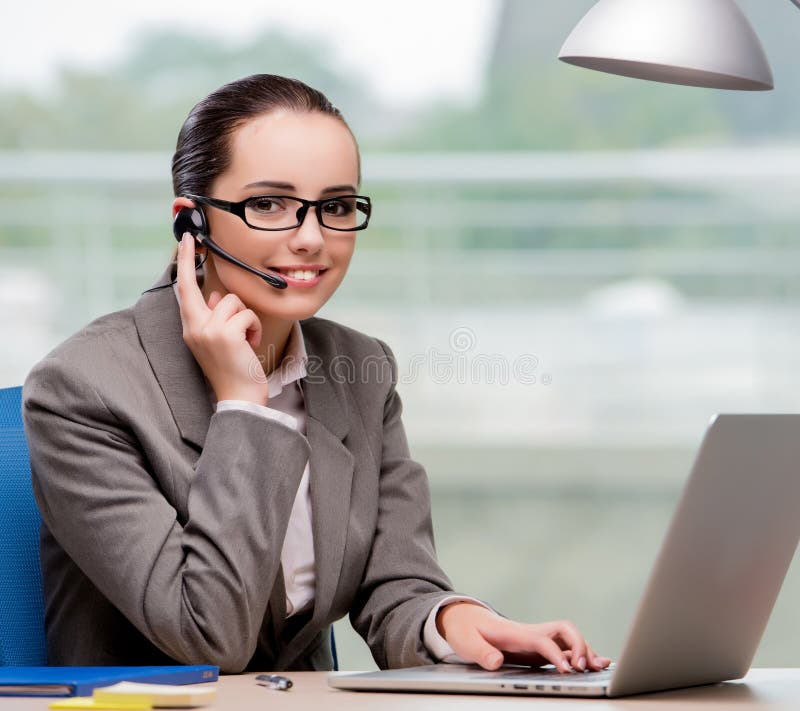 Call Center Operator Working at Her Desk Stock Image - Image of ...
