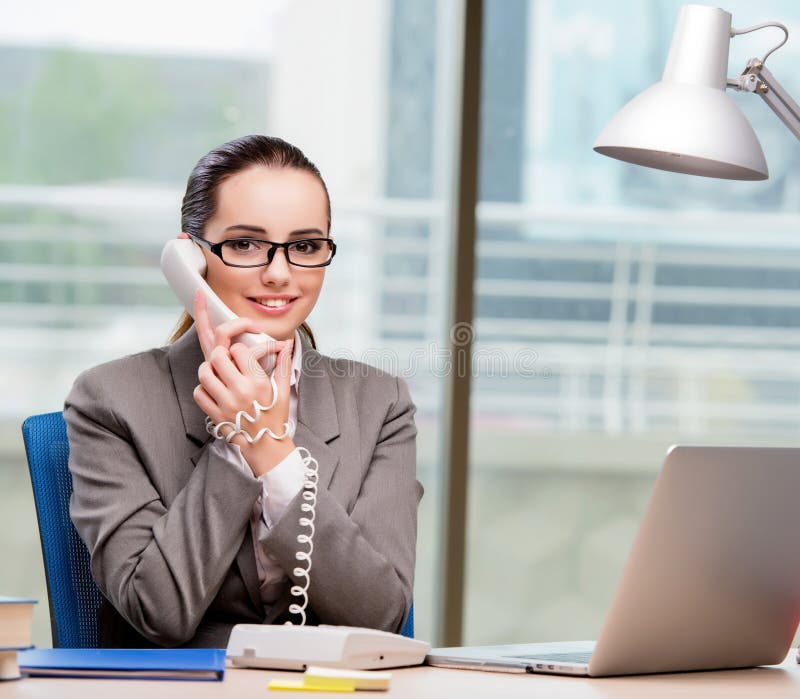 Call Center Operator Working at Her Desk Stock Photo - Image of ...