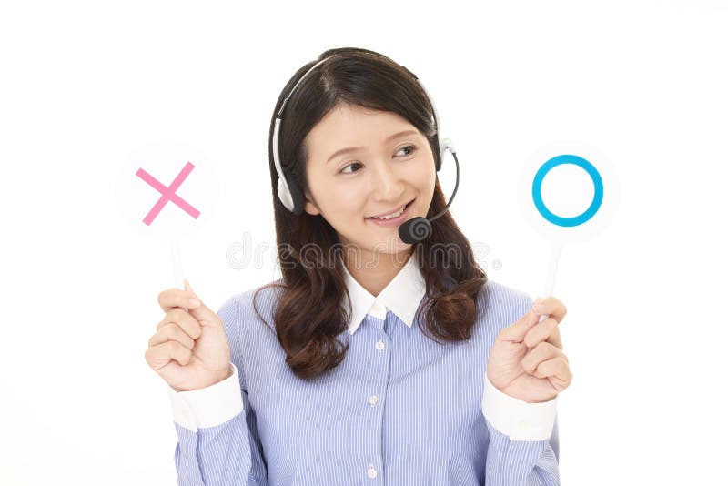 Call Center Operator with a Yes or No Sign Stock Image - Image of ...